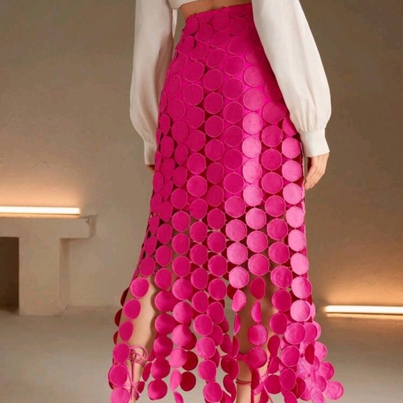 Skirts | Laser Cut Multi Circle Double Layered Skirt | Poshmark